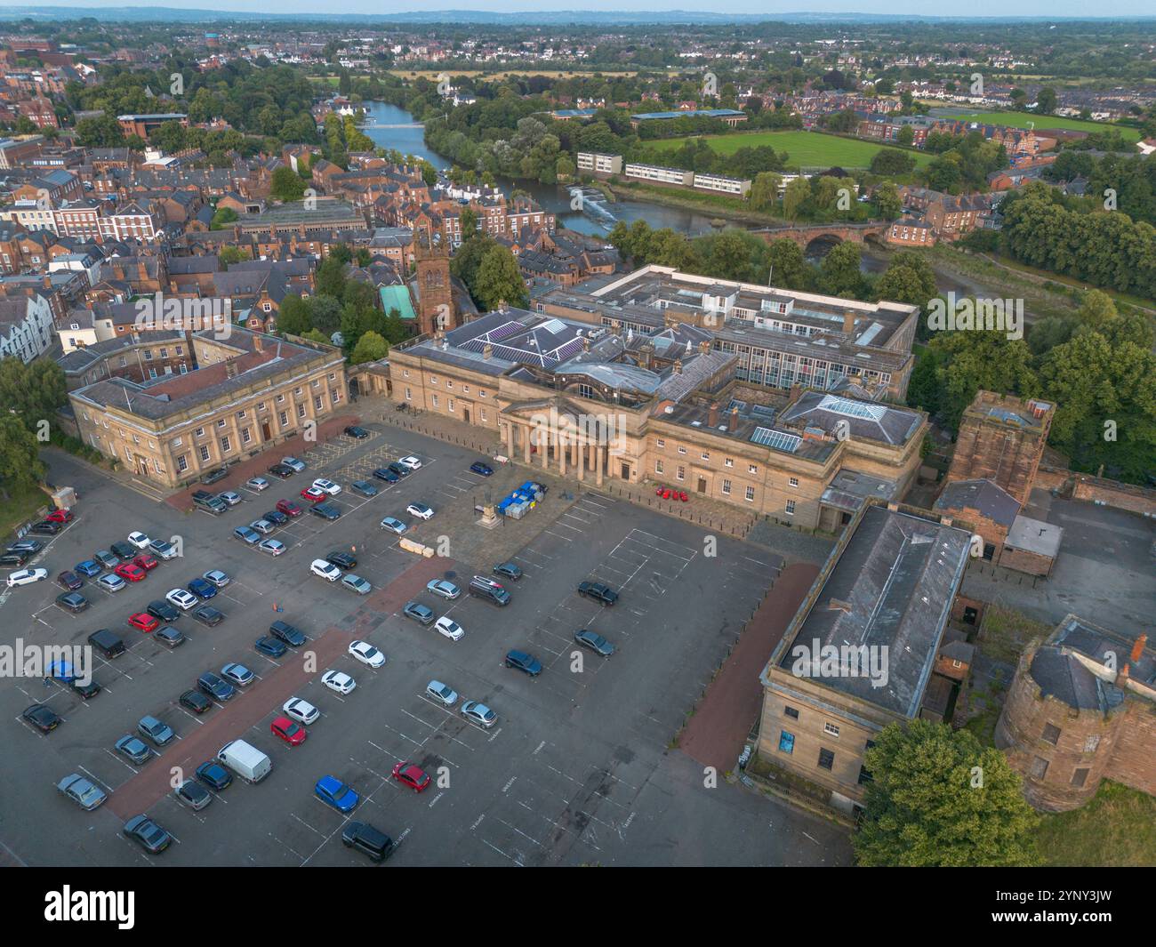 Aerial view of Castle Square, Chester Crown Court and Chester Castle ...