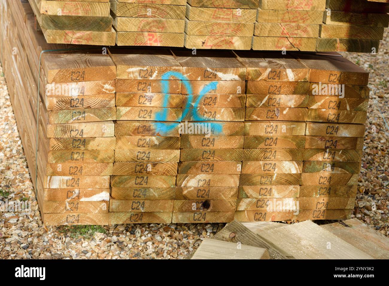 A timber delivery for a timber framed building. The raw materials to ...