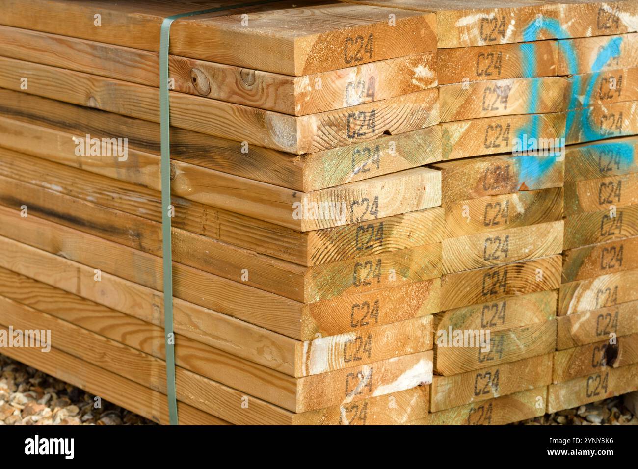 A timber delivery for a timber framed building. The raw materials to ...