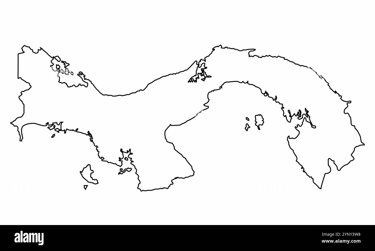 The Panama outline map isolated on white background Stock Vector Image ...