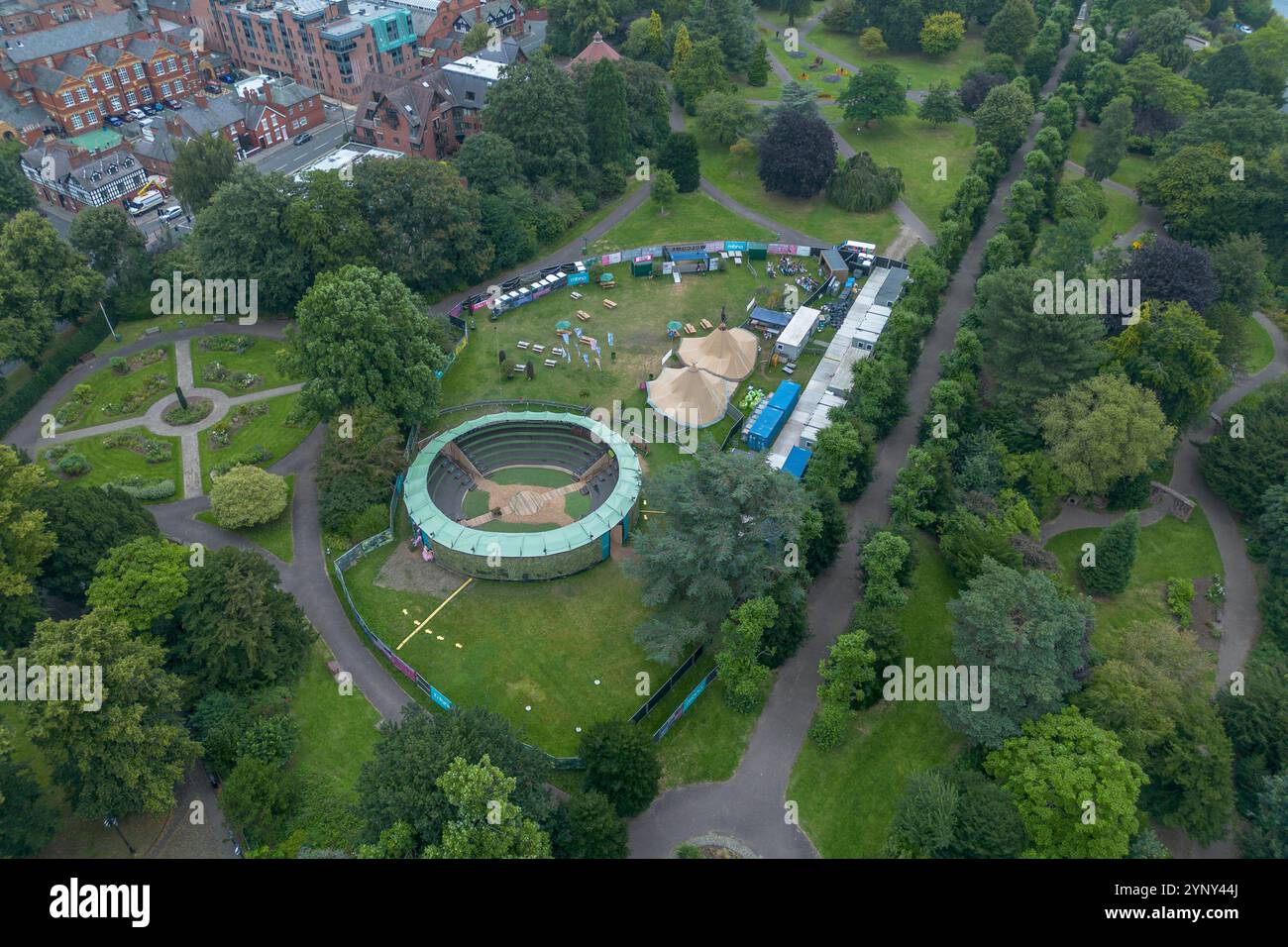 Aerial view of Grosvenor Park Open Air Theatre, Chester city centre ...