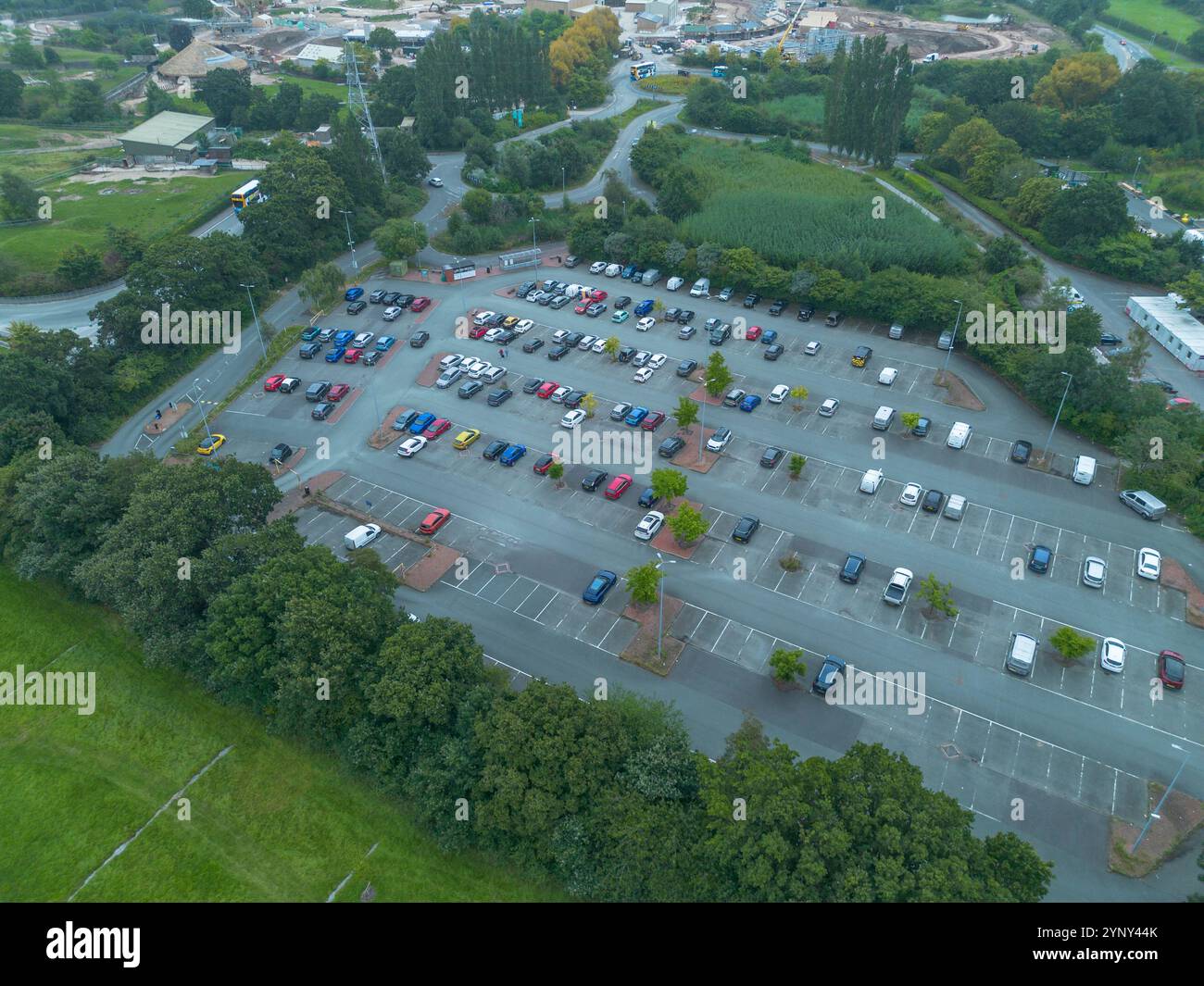 Aerial view of Upton Park & Ride, Chester Zoo, Chester, Cheshire, UK ...