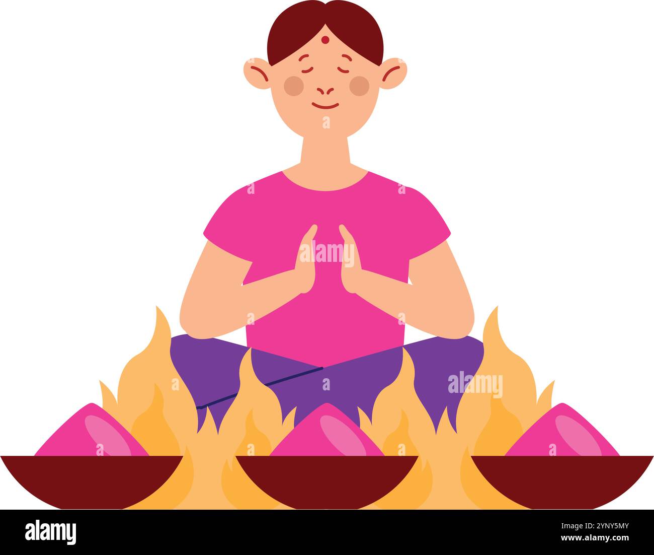 hindu woman celebrating the havan Stock Vector Image & Art - Alamy