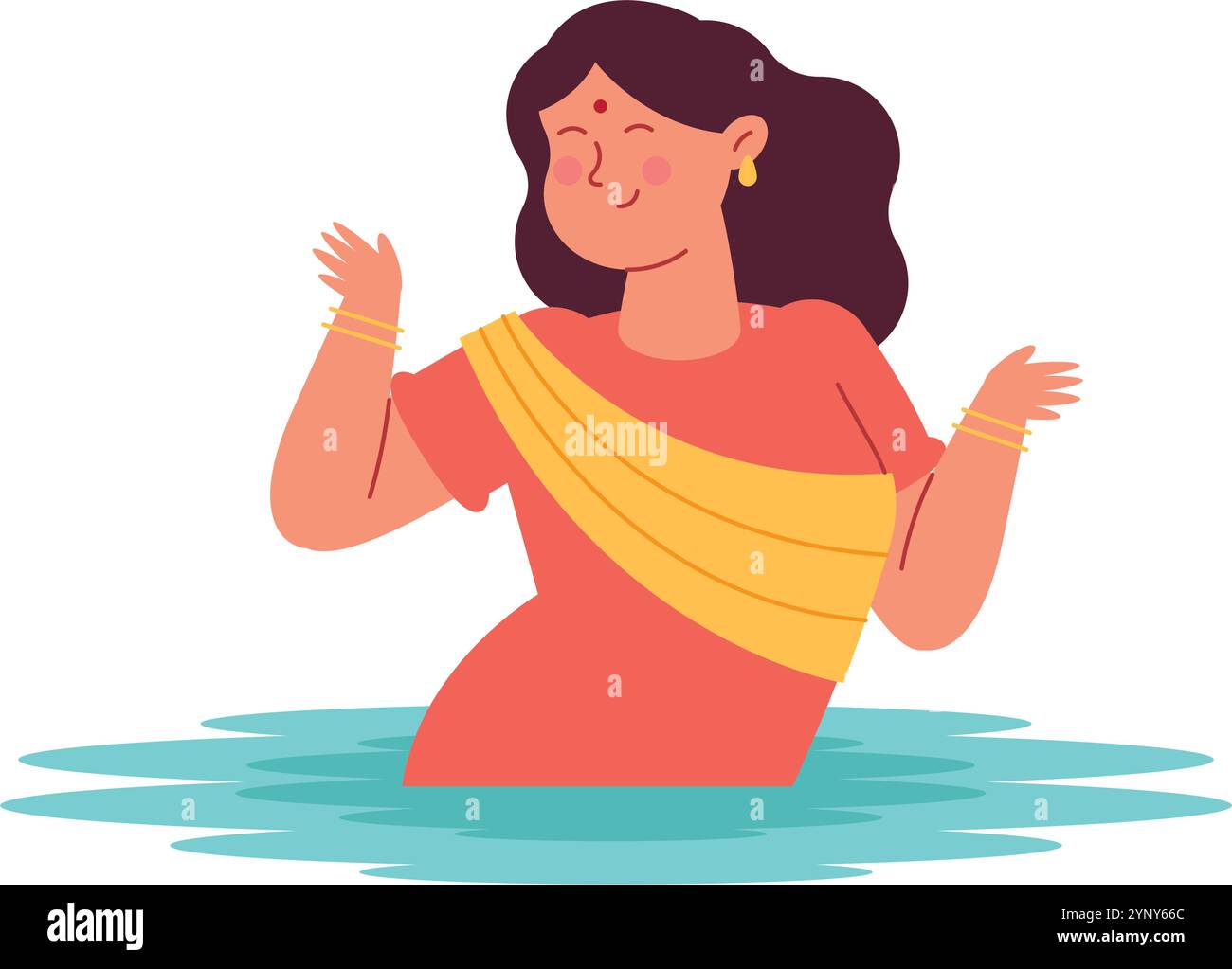 hindu woman in traditional clothes for chhath puja Stock Vector Image ...