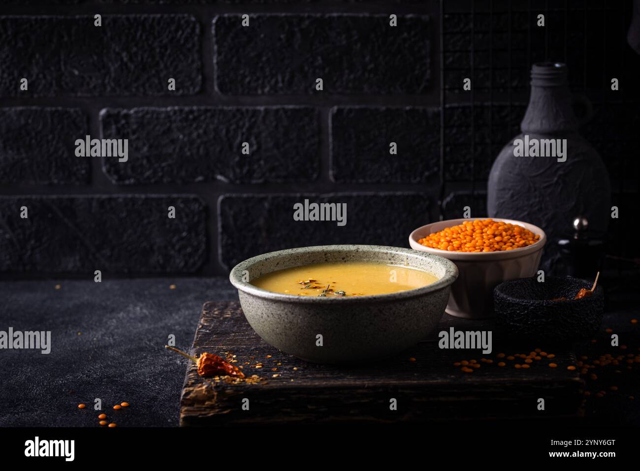 Healthy vegan lentil cream soup Stock Photo - Alamy
