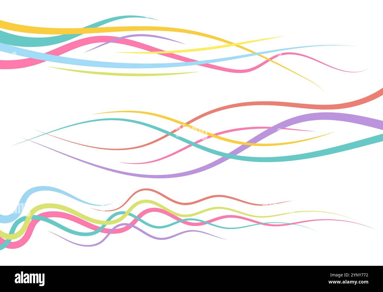 Set of abstract color curved lines. Wave design element. Vector ...