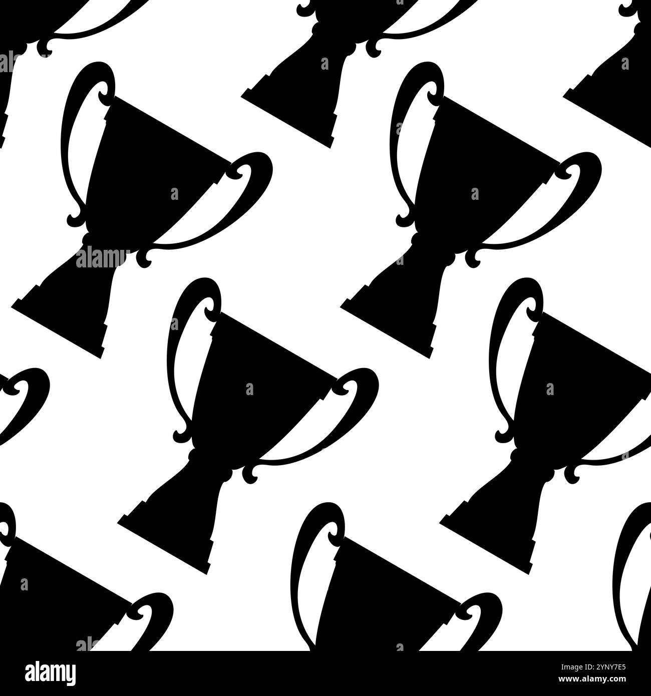 Winner trophy cup seamless pattern. Black simple silhouette texture ...