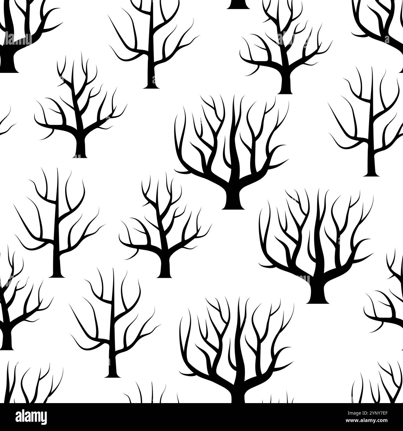 Seamless black and white curved trees without leaves backgrounds ...