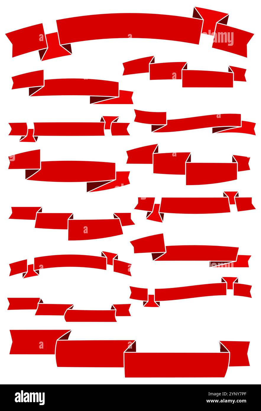Set of fifteen red cartoon ribbons and banners for web design. Great ...