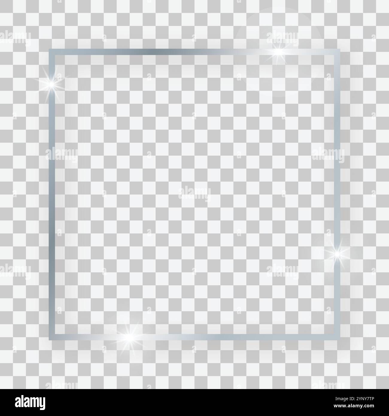 Silver shiny square frame with glowing effects and shadows on ...