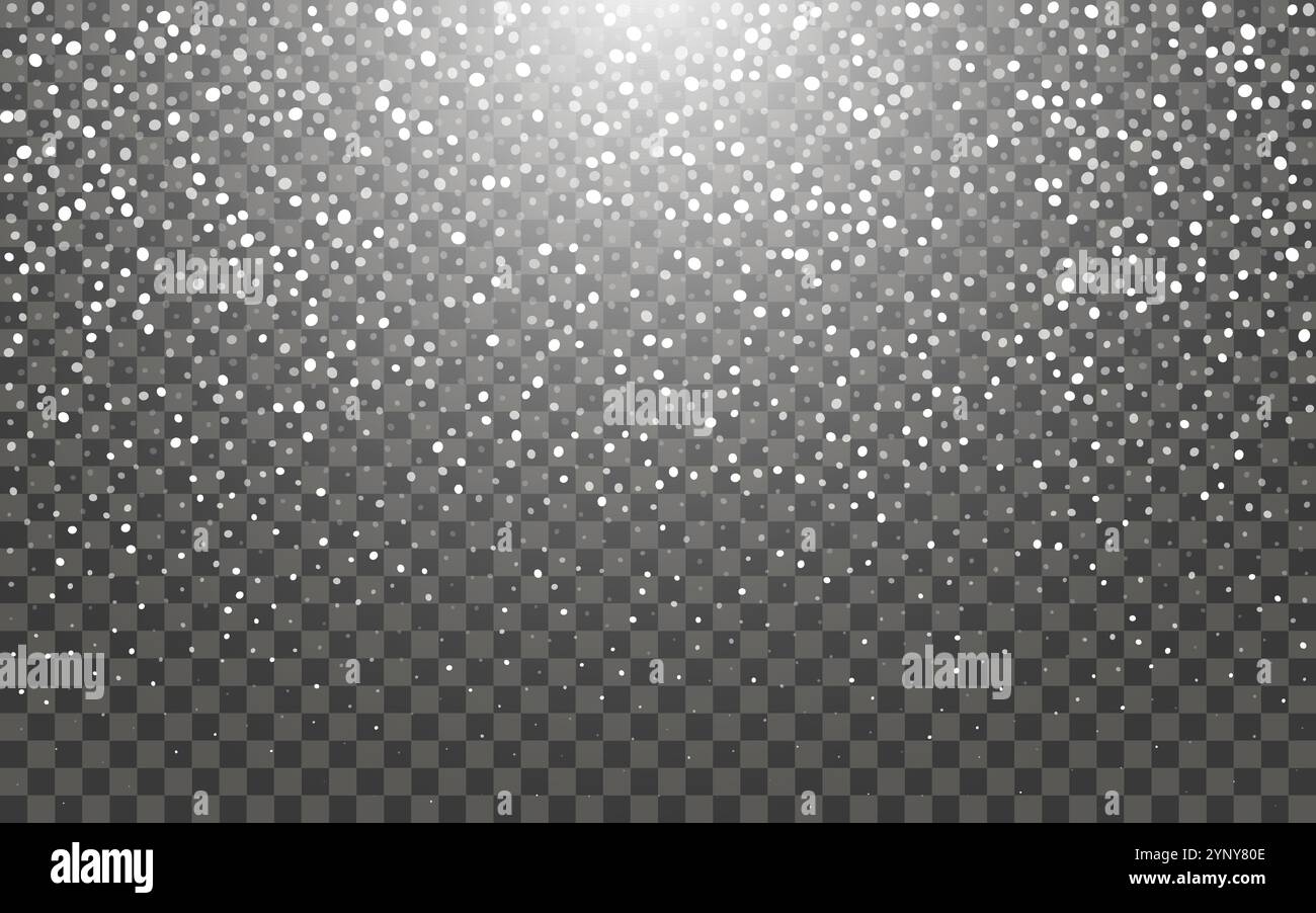 Snowfall and falling snowflakes on dark transparent background. White ...