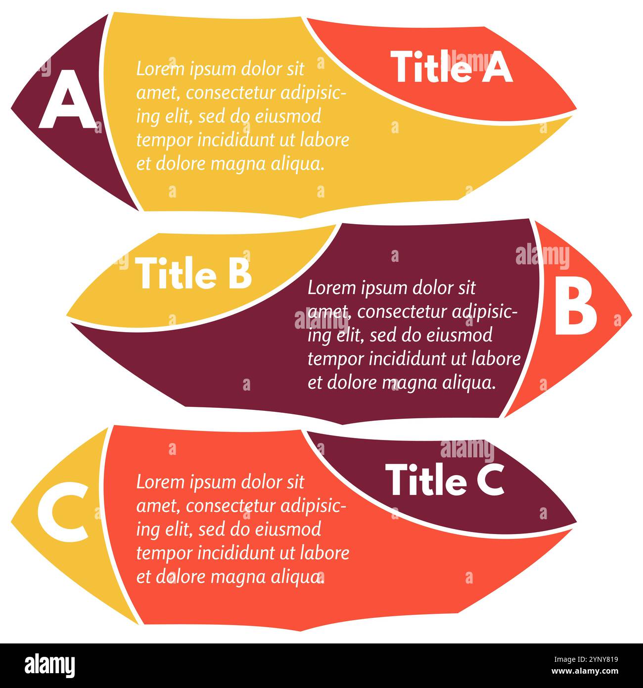 Set of three horizontal colorful options banners. Step by step ...