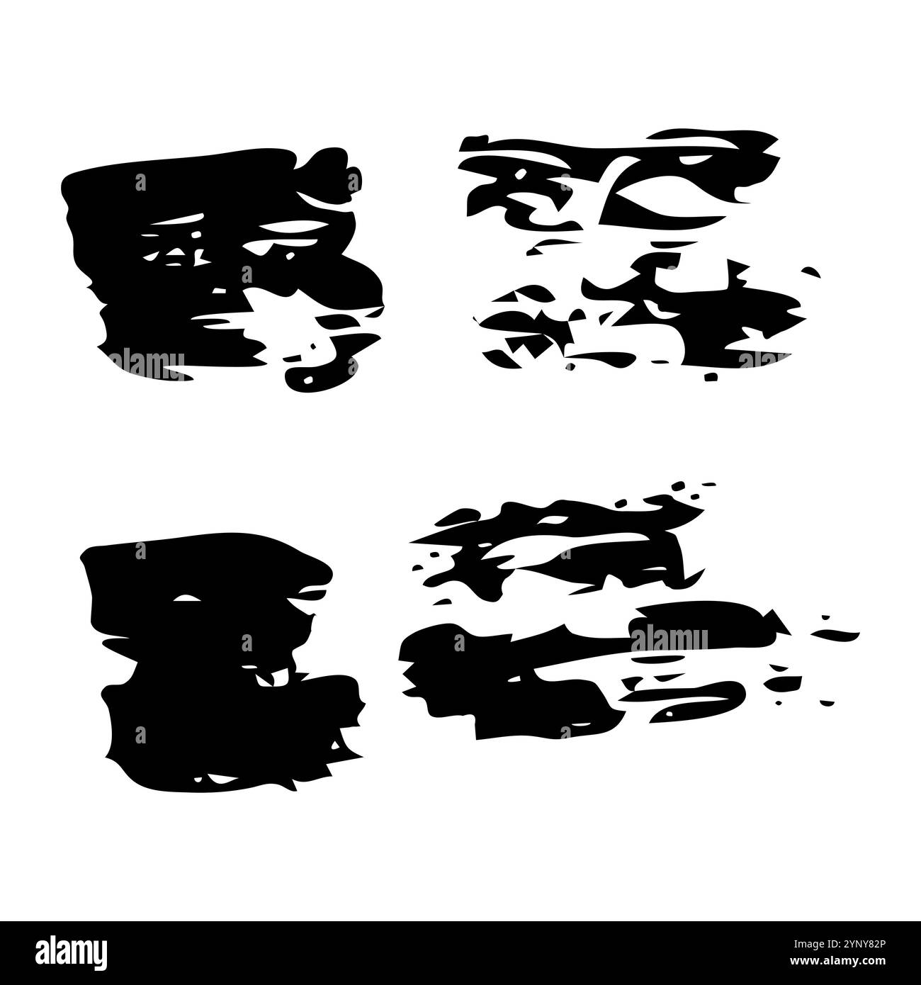 Set of four Sketch Scribble Smears. Hand drawn Paint Scribble Stains ...