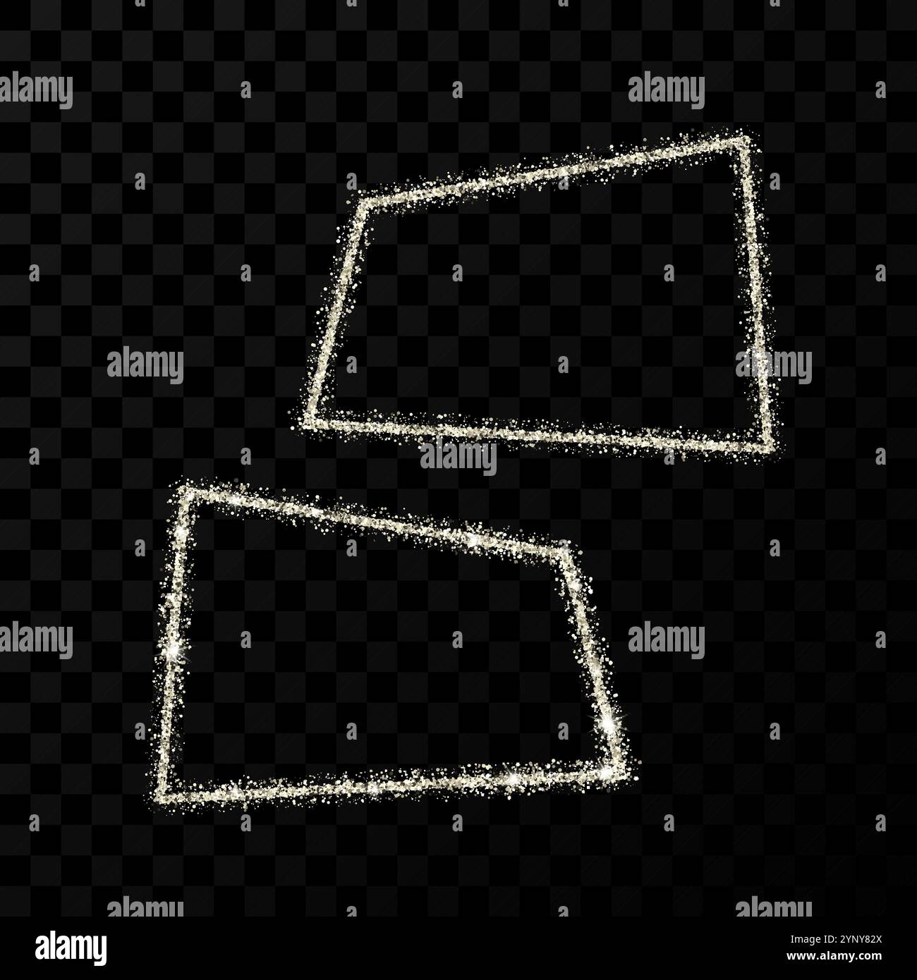 Silver rectangle frame. Two modern shiny frames with light effects ...