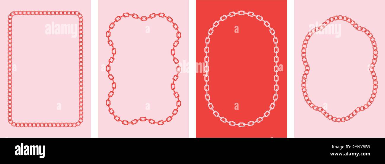 Collection of frames made of chains. Fashion, jewelry, chic luxury ...