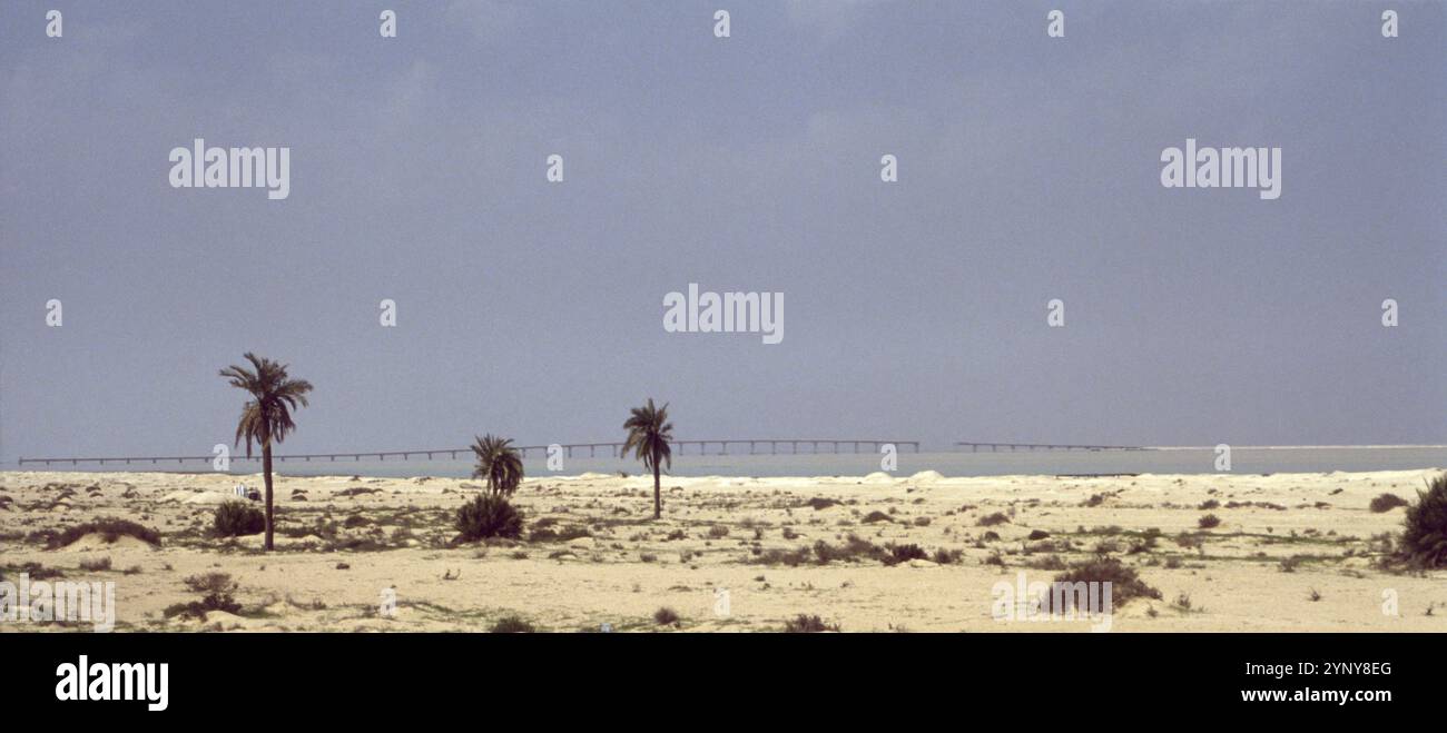 First Gulf War: 15th March 1991. The damaged bridge to Bubiyan Island ...