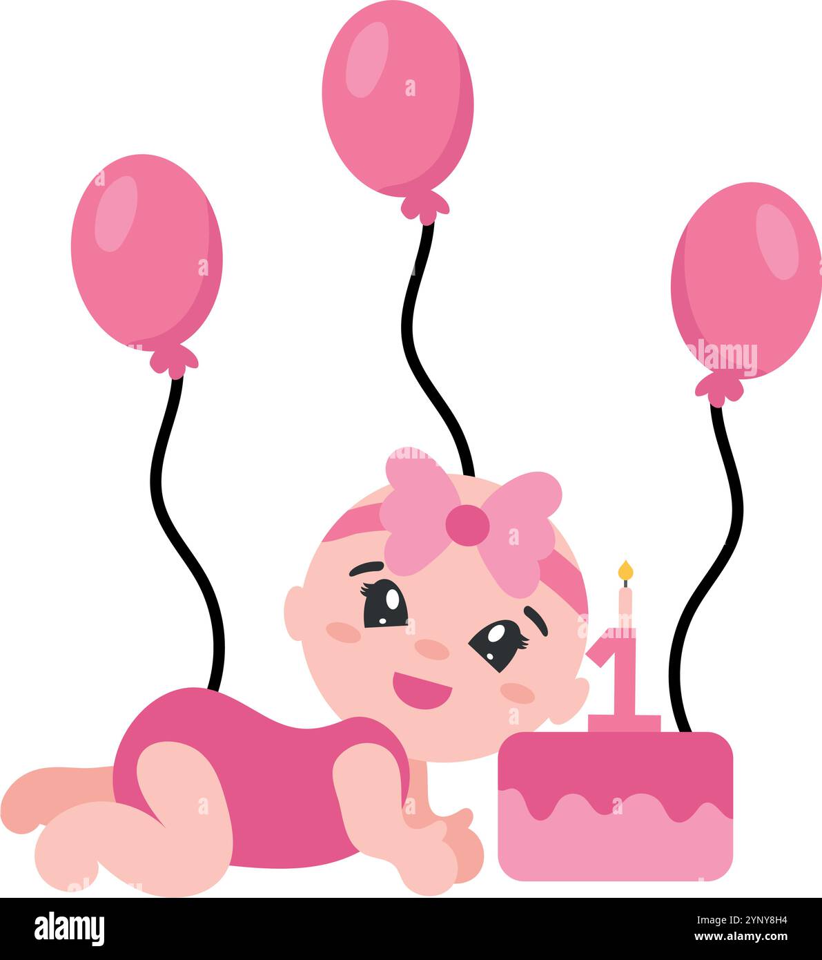 First baby girl birthday Stock Vector Images - Alamy