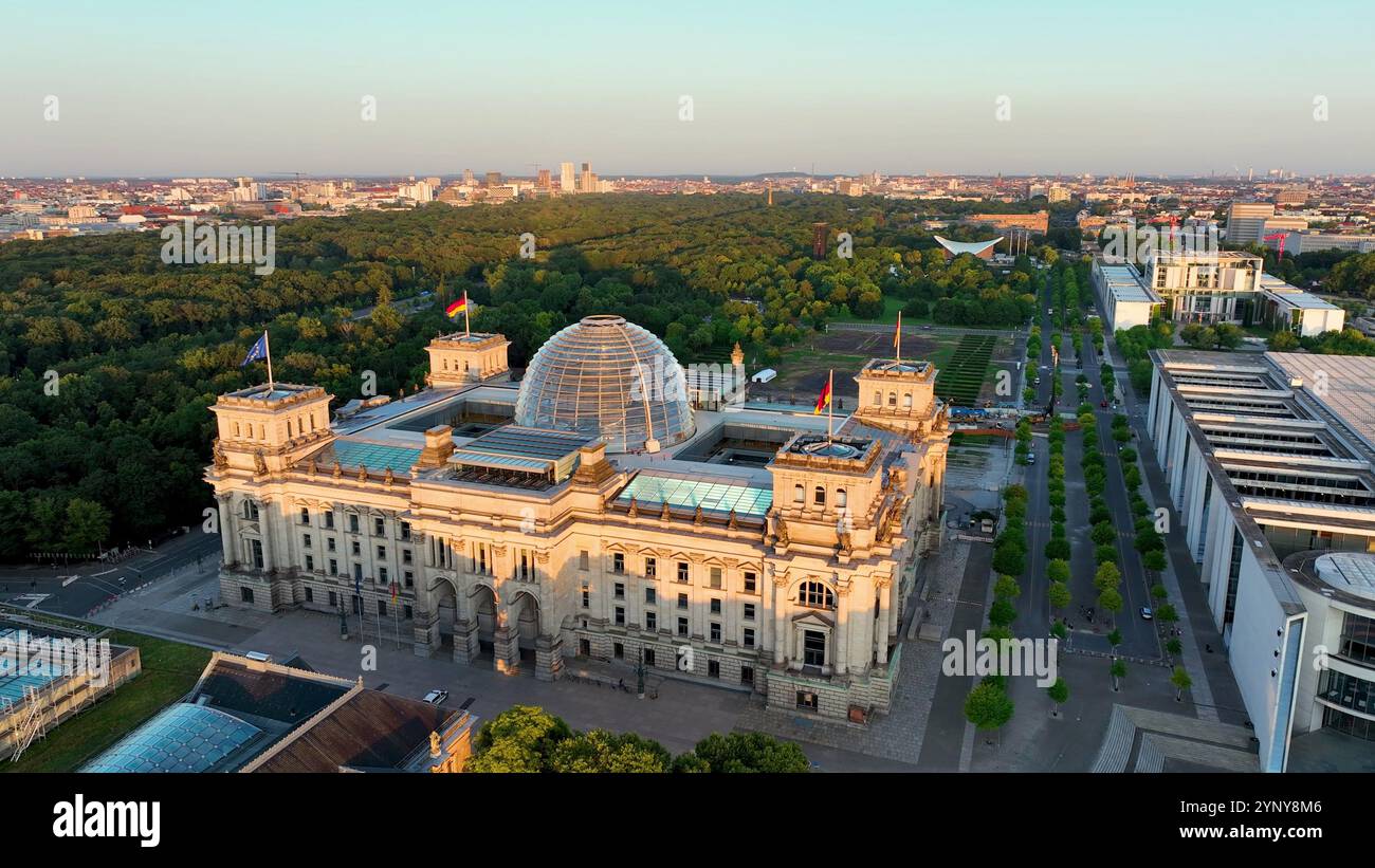 Aerial view of famous places landmarks Reichstag. City of Berlin ...