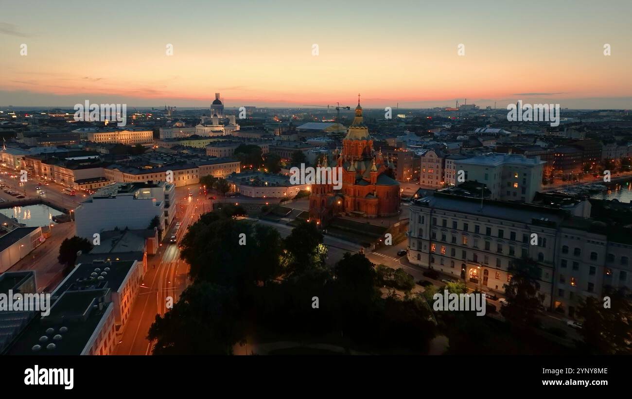 4k Aerial view of famous places architectural landmarks Helsinki ...