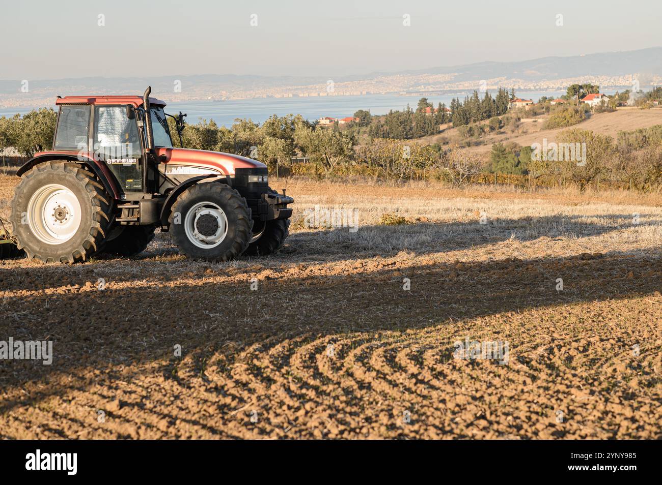 tractor on the field cultivating Stock Photo - Alamy