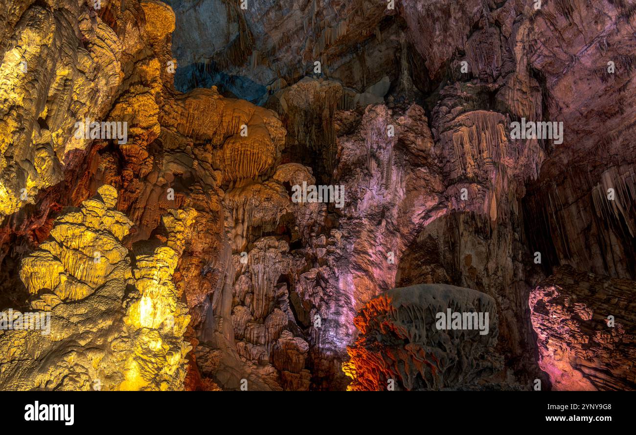 Vibrant and intricate rock formations fill the cave walls of ...