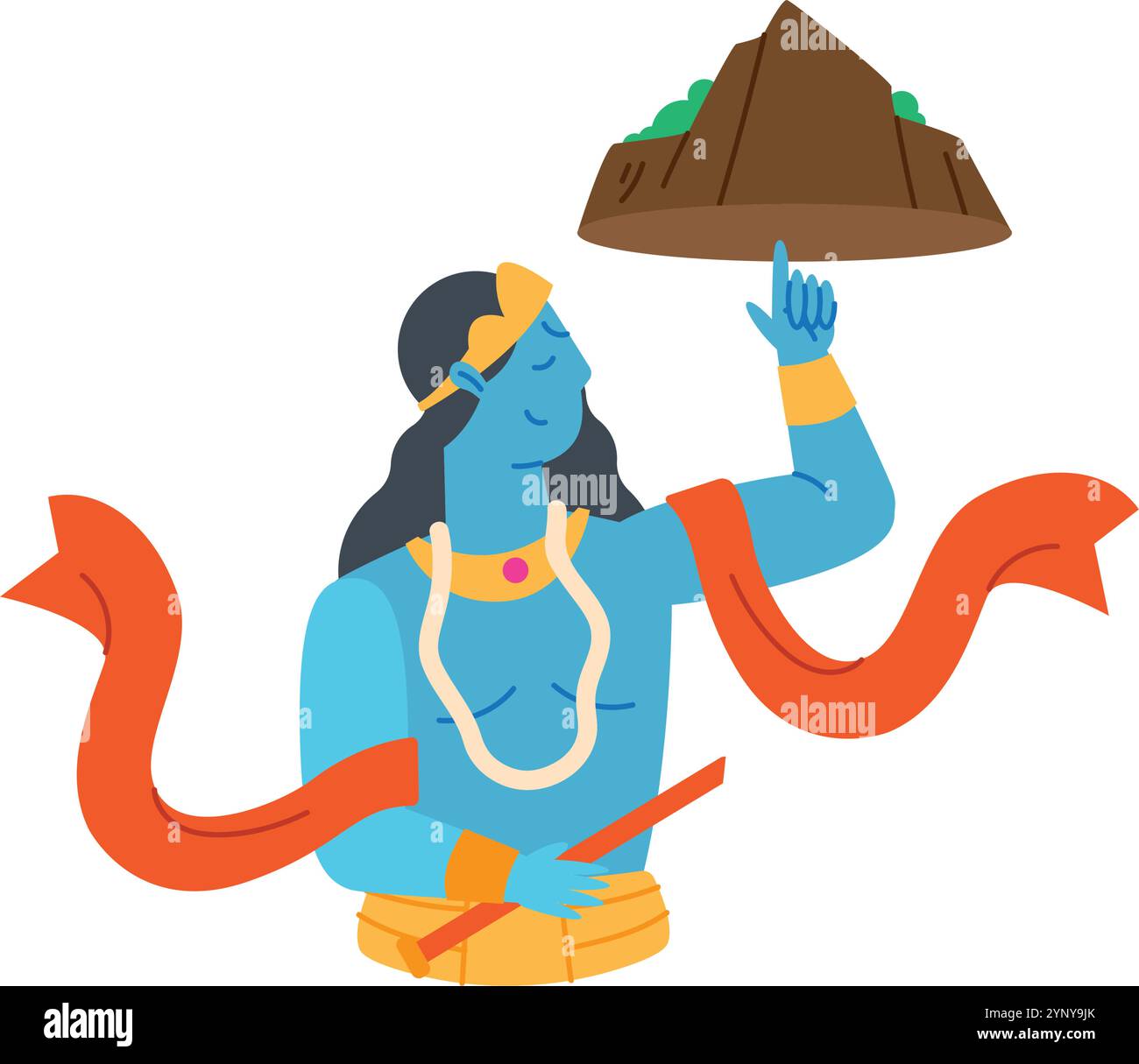 hindu god krishna with raised govardhan hill Stock Vector Image & Art ...