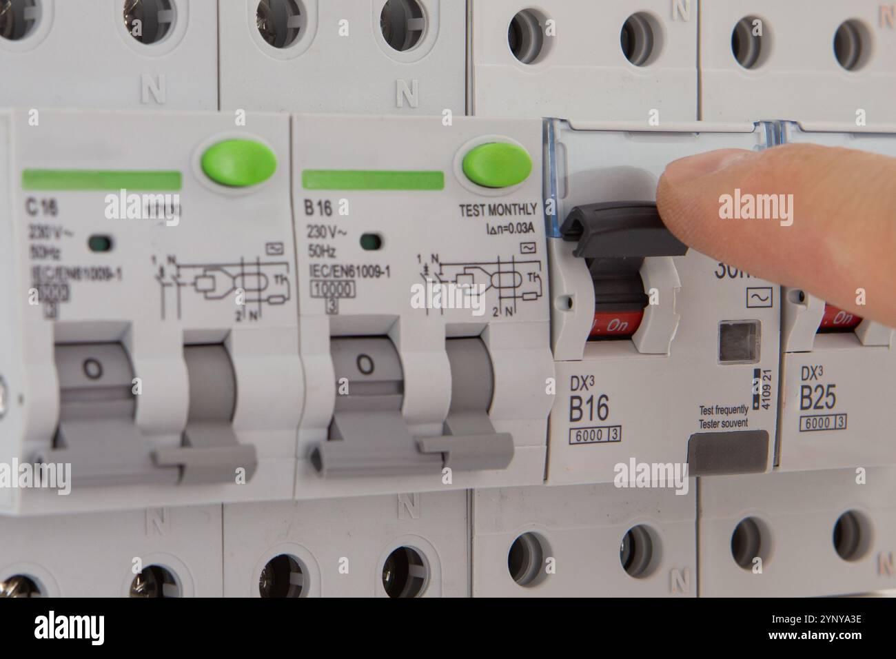 Switching Circuit Breaker in Electrical Panel Stock Photo - Alamy