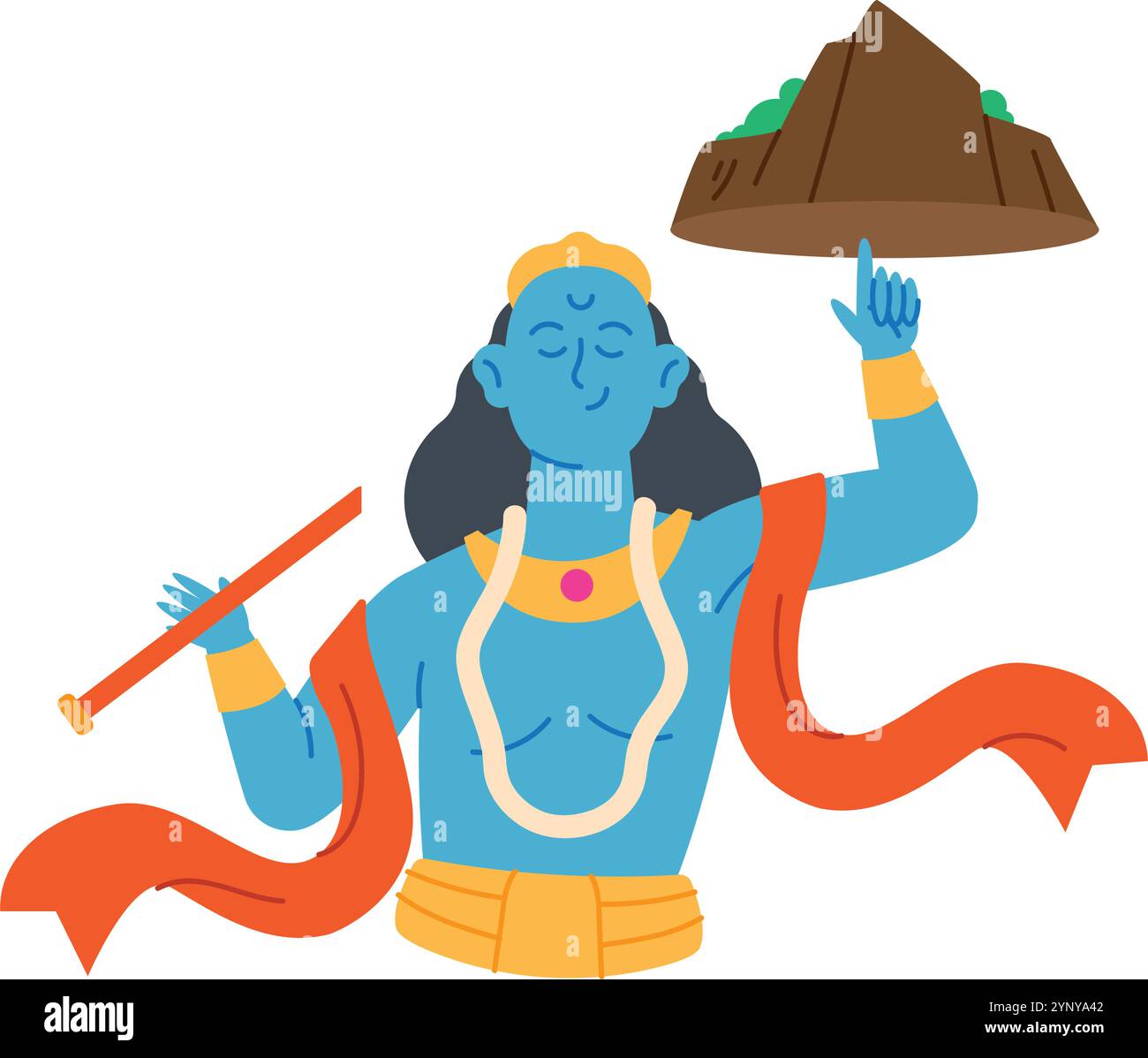 hindu god krishna with govardhan hill Stock Vector Image & Art - Alamy