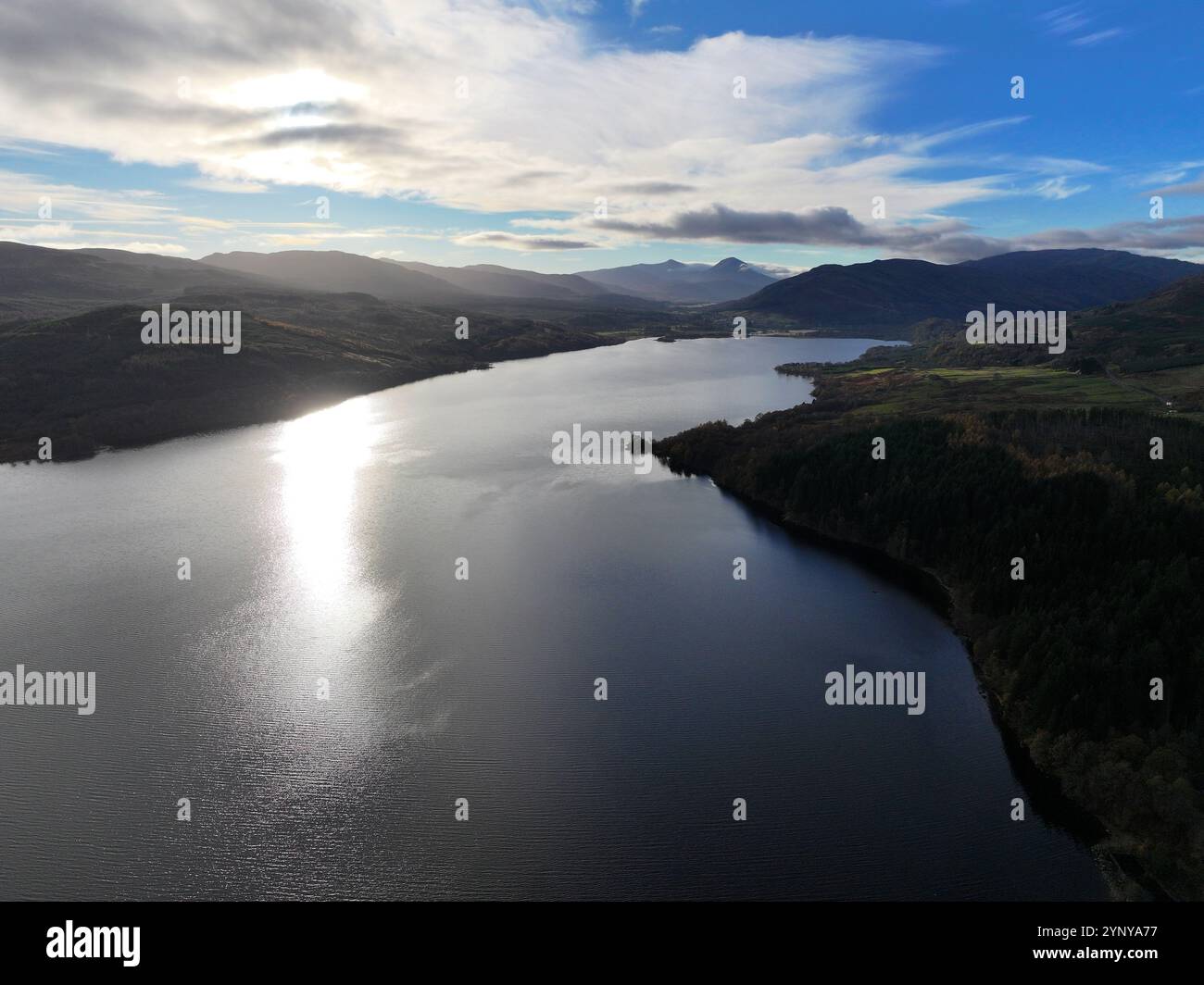 Aerial drone view of Loch Tay Stock Photo - Alamy