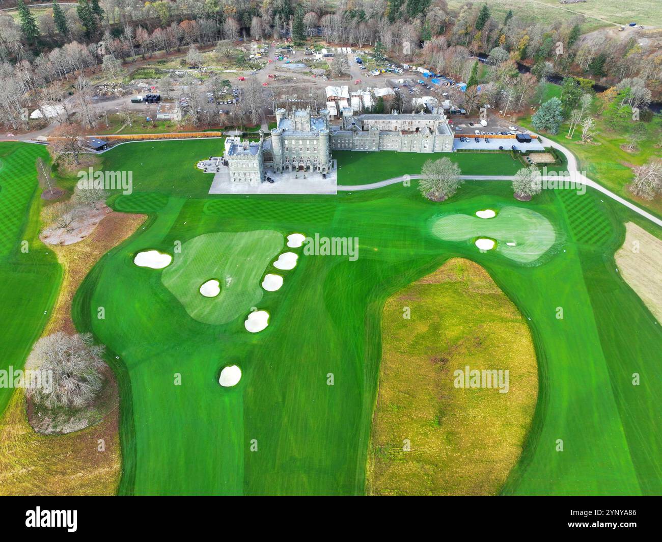Aerial drone view of Taymouth Castle Estate Kenmore Stock Photo - Alamy