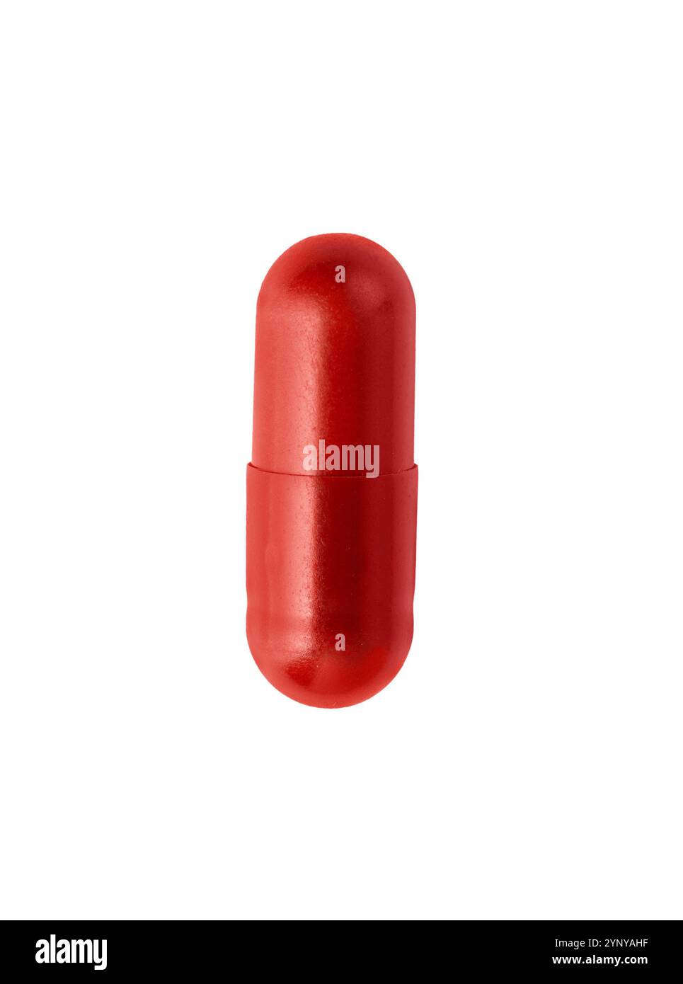 Single red capsule pill isolated on white background. Capsule is ideal ...