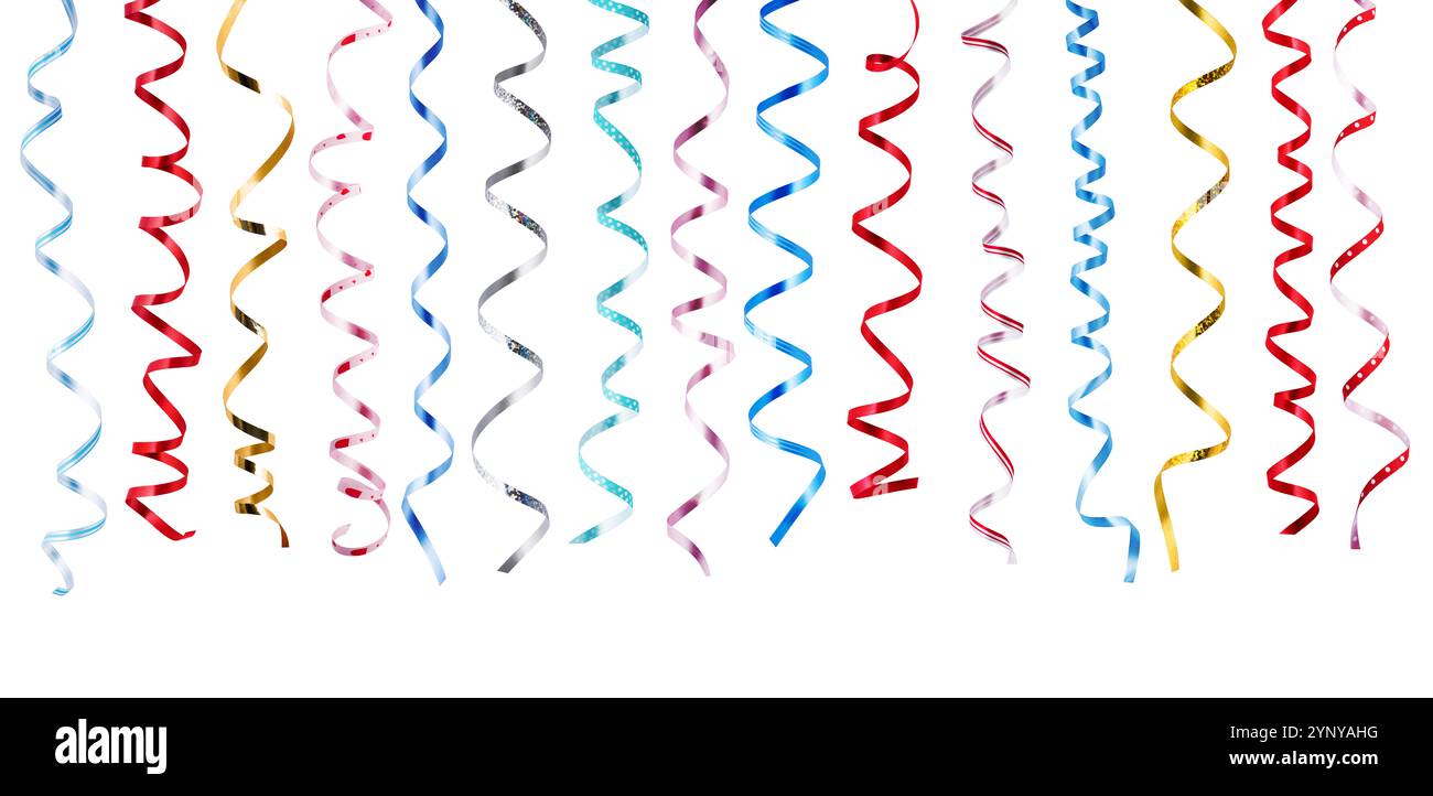 Colorful carnival party serpentine isolated on clean white background ...