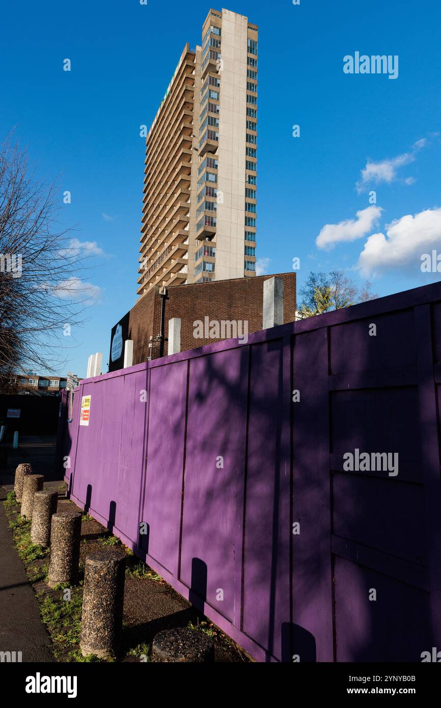 London, UK. 26th November, 2024. Demolition works for the 26-storey reinforced concrete Maydew ...
