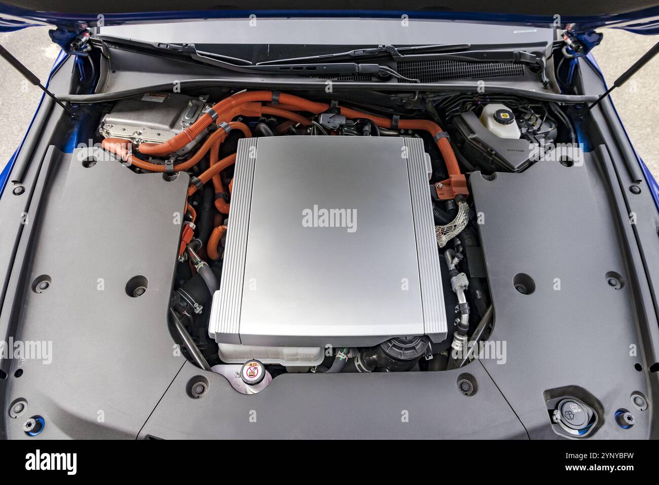 Modern hydrogen powered electric car car under the bonnet Stock Photo ...