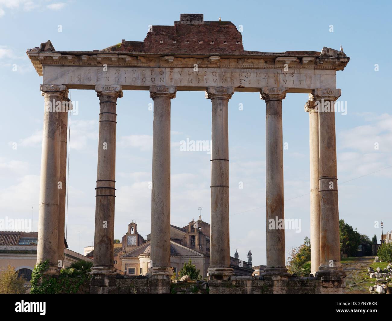 Temple of Saturn in the Roman Forum in the city of Rome, Italy. Nov ...