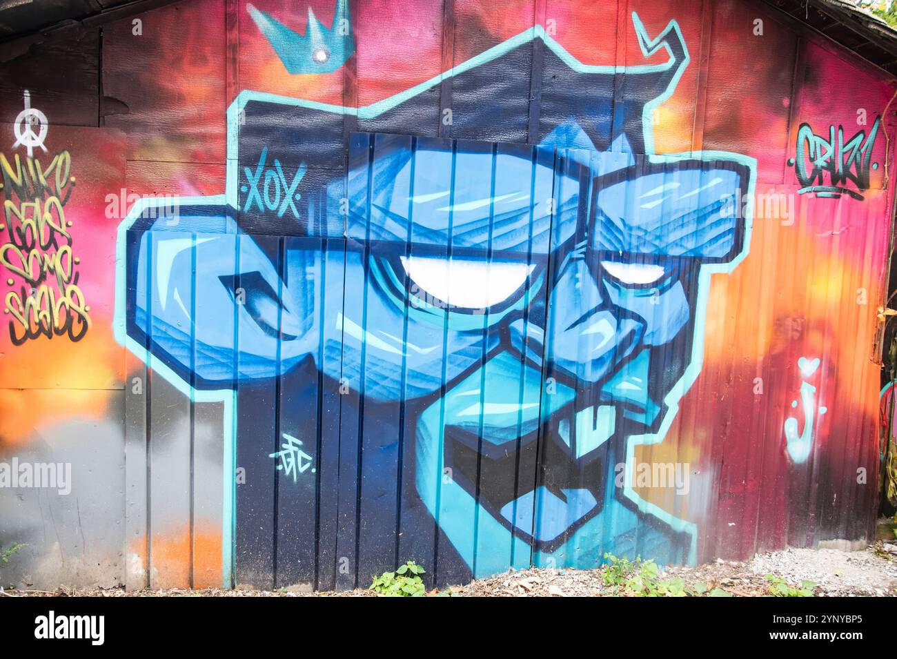 Blue face man mural on Alex Faulkner Lane in Etobicoke, Toronto ...