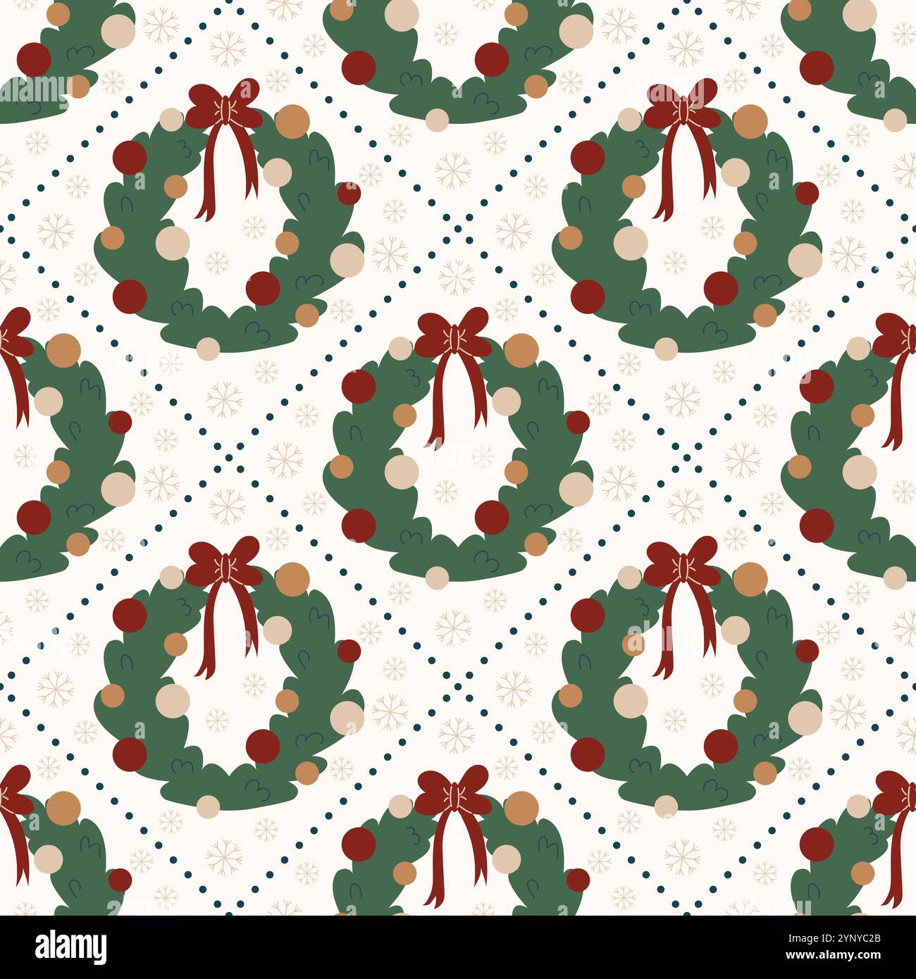 Simple Christmas vector seamless pattern. Christmas wreath illustration ...