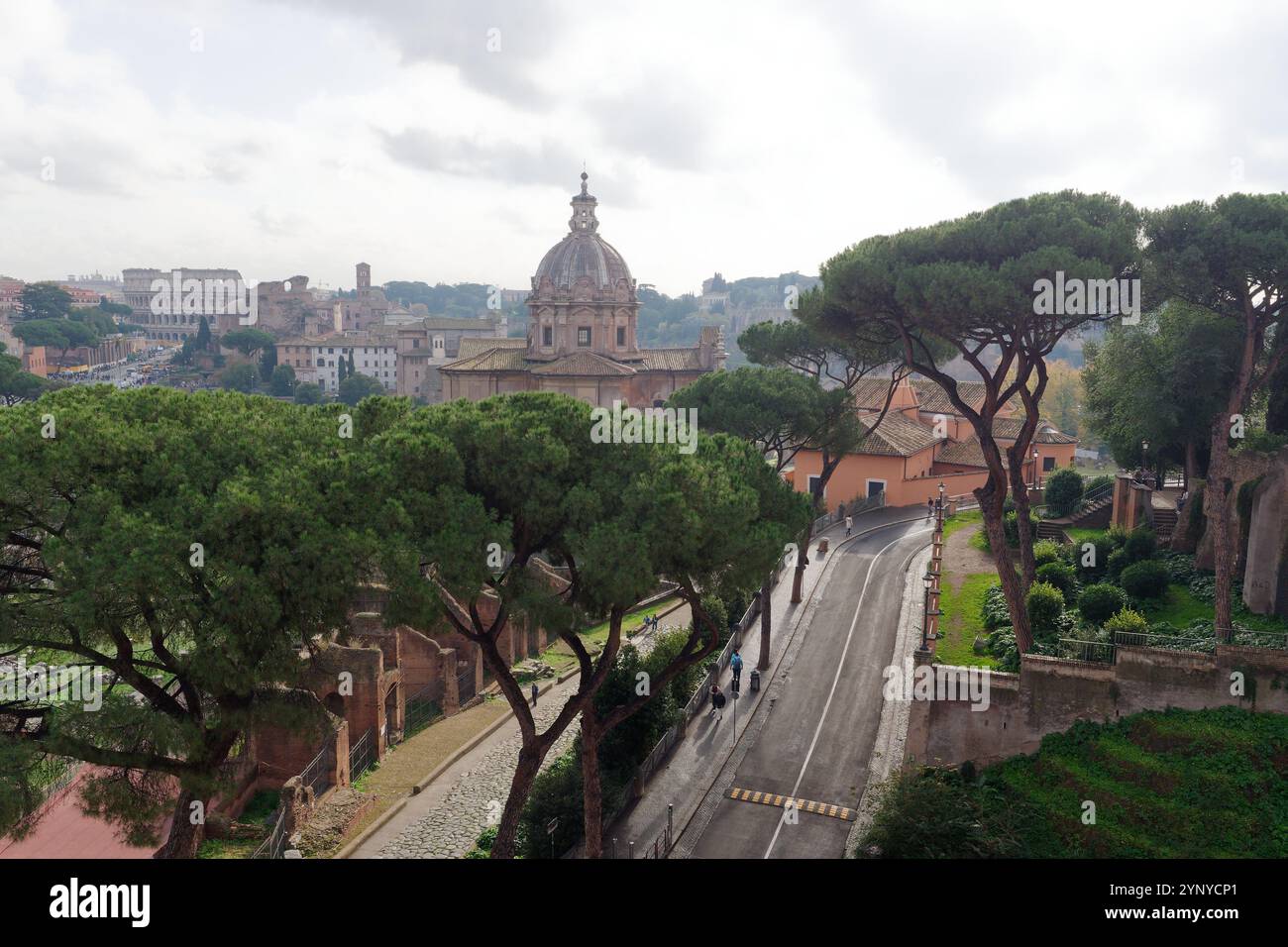 Roman Forum with the Colosseum aka The Flavian Amphitheatre left in the ...
