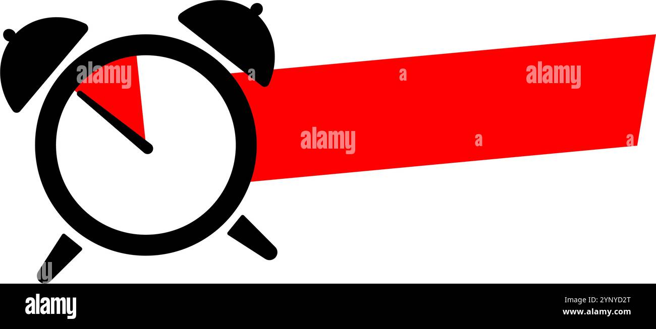 Clock with empty red ribbon Stock Vector Image & Art - Alamy