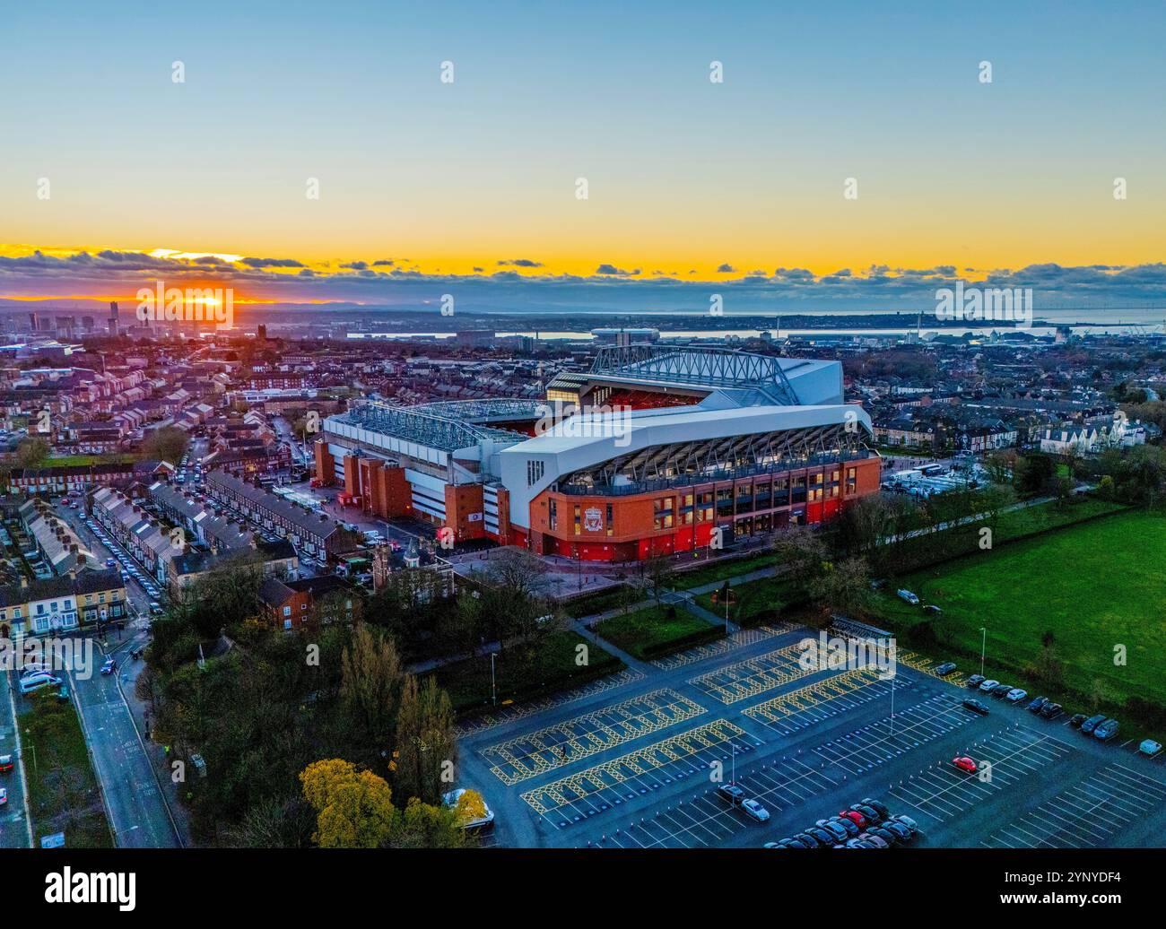 A general view of Anfield from a drone ahead of the UEFA Champions ...