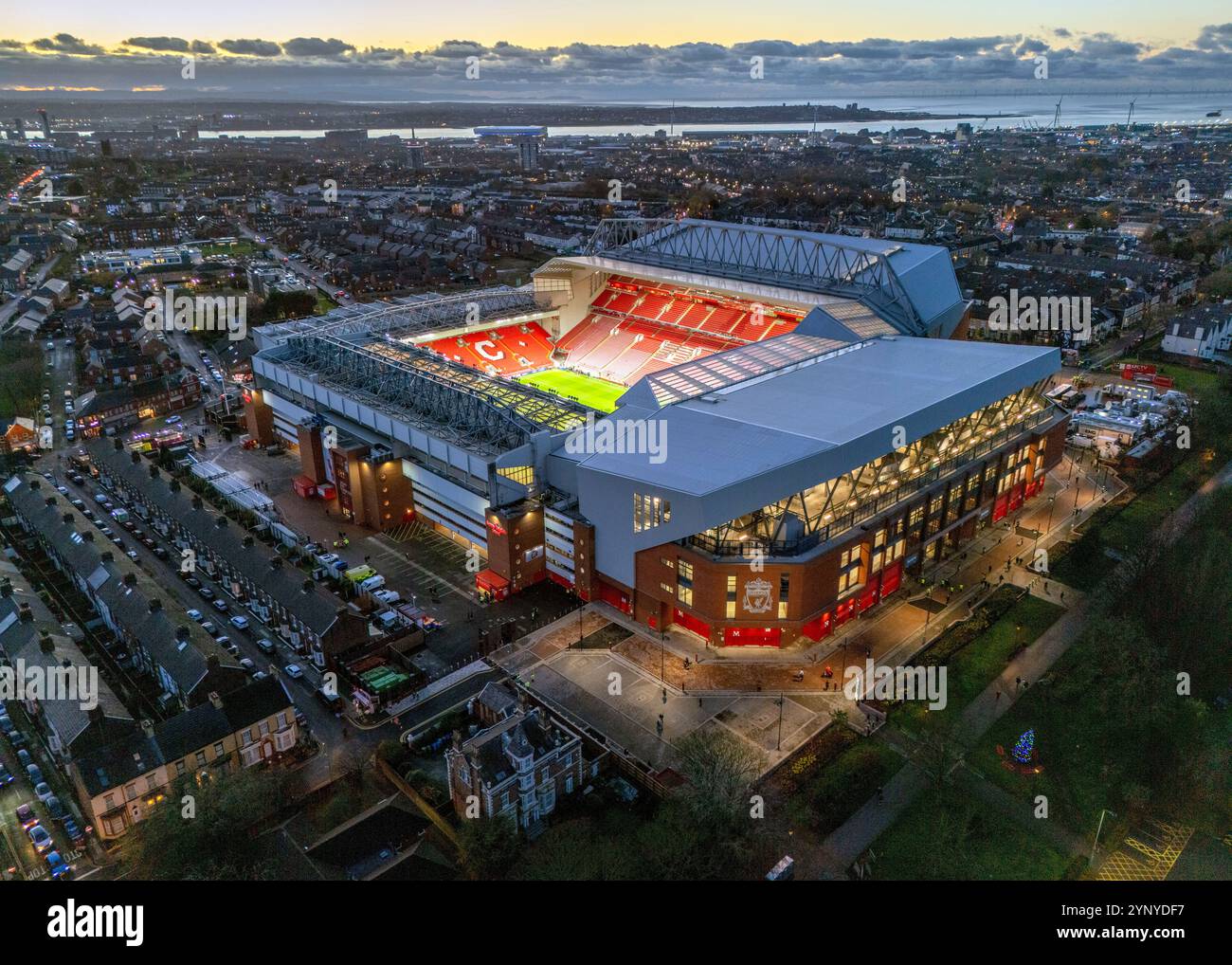 A general view of Anfield from a drone ahead of the UEFA Champions ...