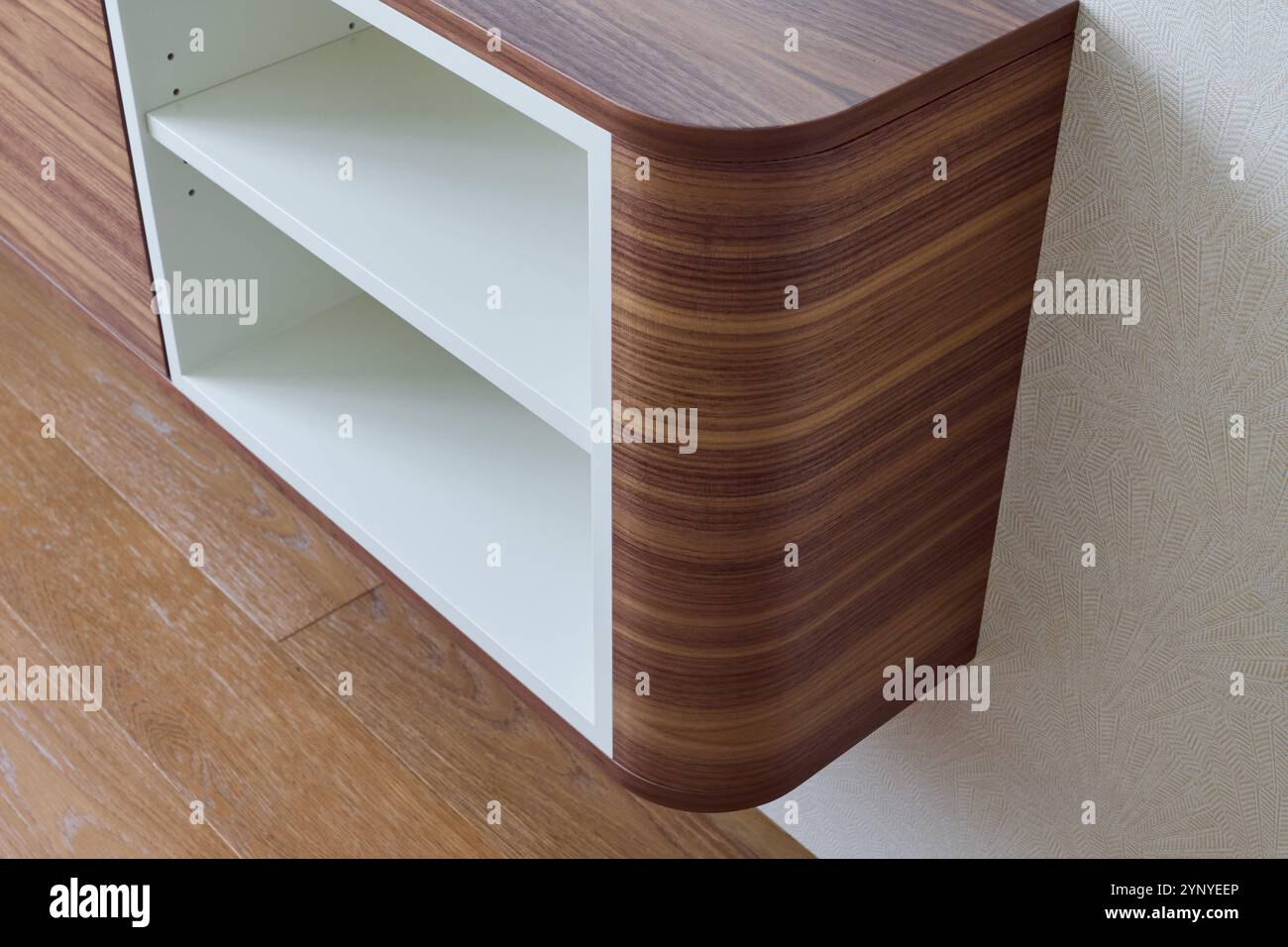 A Modern Wooden Shelf Featuring Rounded Edges Designed for Stylish and ...