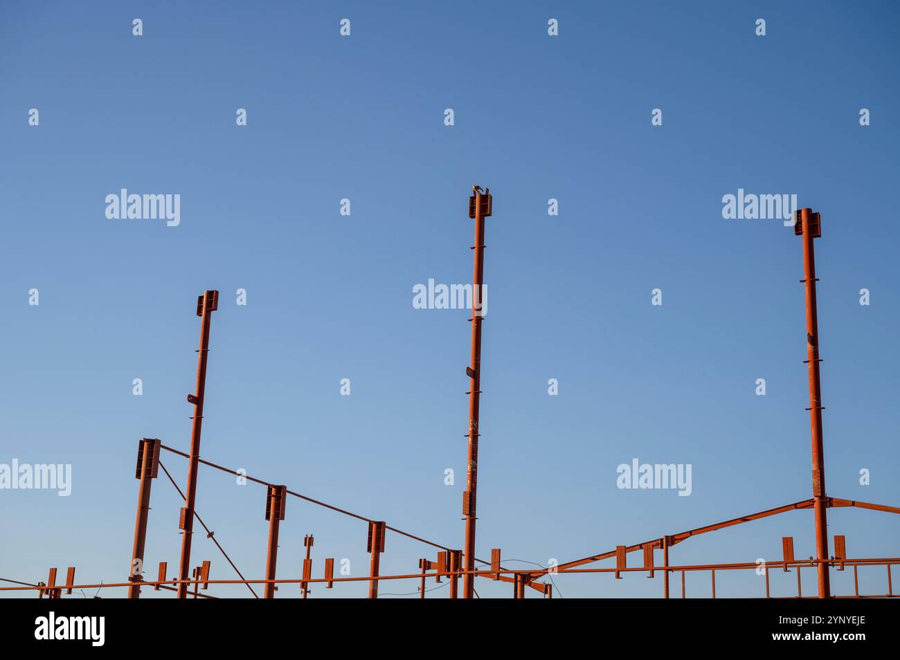 The red metal Structure of a large Industrial Building in the ...