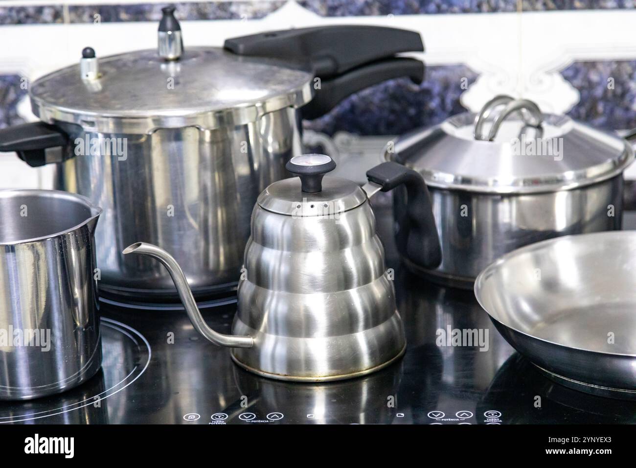 Stainless steel cookware kitchen utensils hi-res stock photography and ...