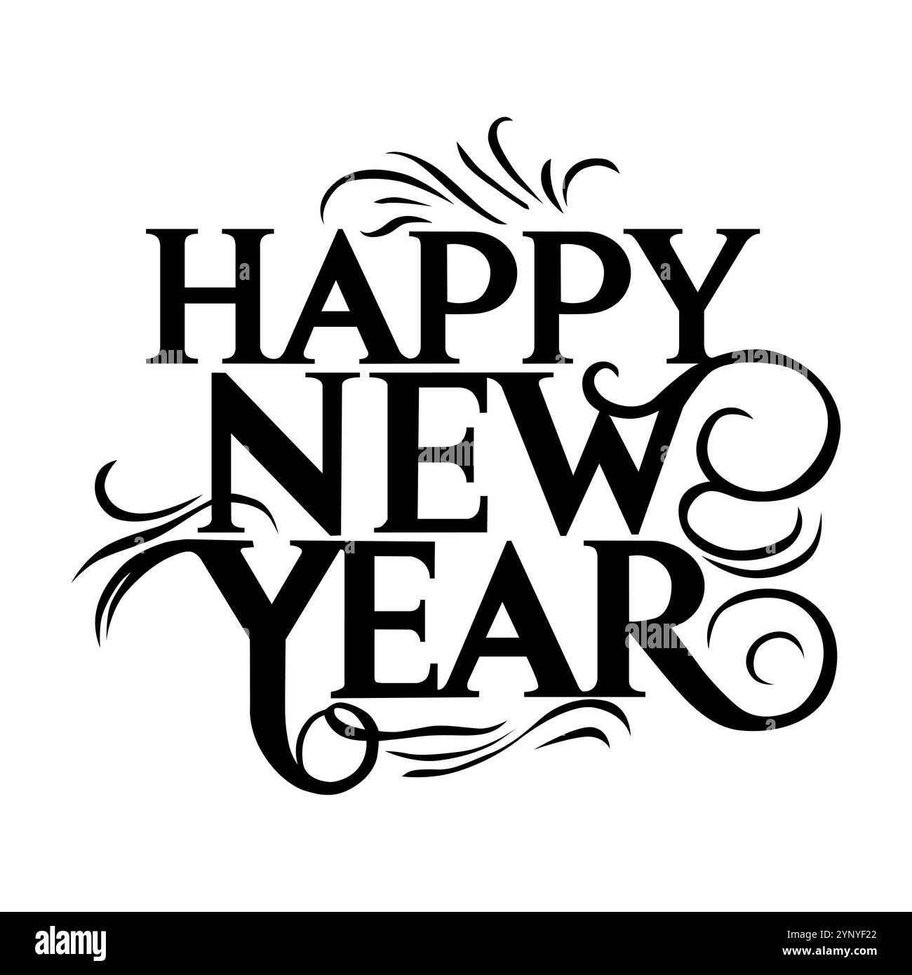 Vector elegant black lettering for New Year on white background ...