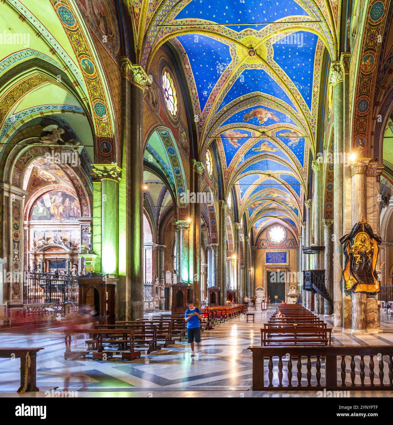 Rome, Italy, July 2017, Gothic interior of Santa Maria Sopra Minerva ...