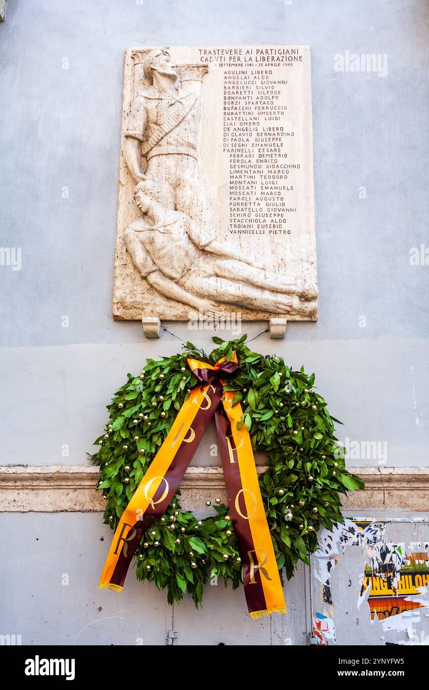 A memorial in Trastevere, Rome, remembers partisans who sacrificed ...
