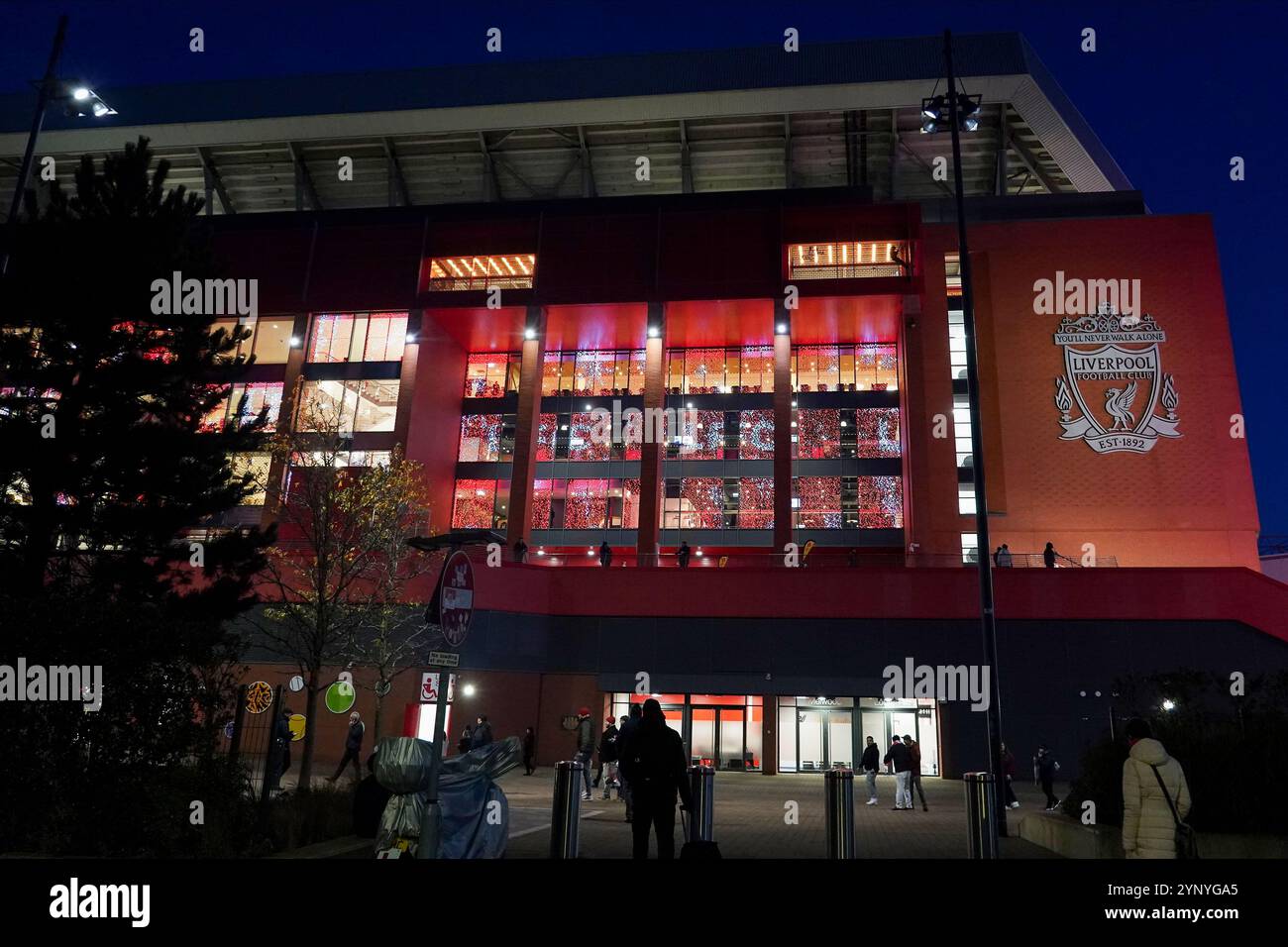 Liverpool, UK. 27th Nov, 2024. Anfield Stadium outside view during the ...
