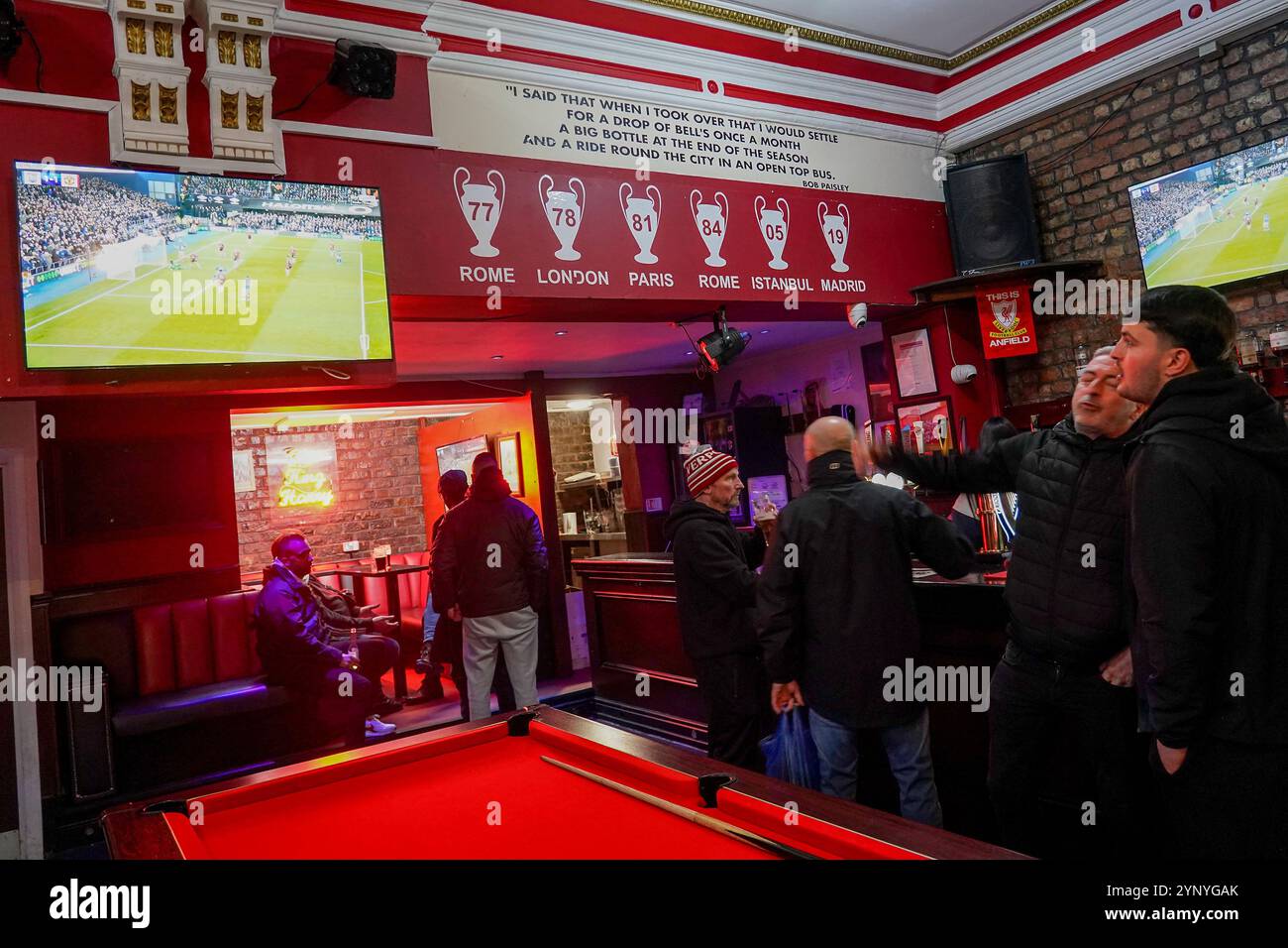 Fans inside a Liverpool’s pub during the UEFA Champions League match ...