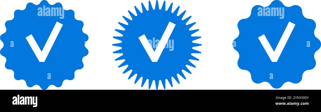 Check icon. Verified badge profile set. Check sign Stock Vector Image ...